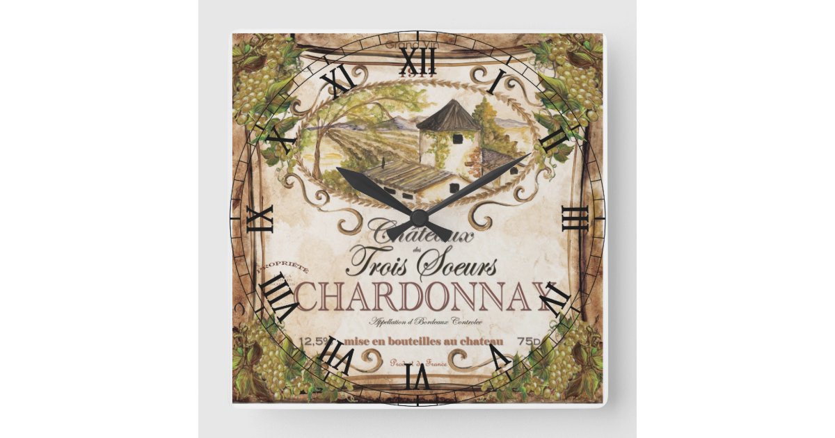 Vintage Wine Label Wall Clock | Zazzle
