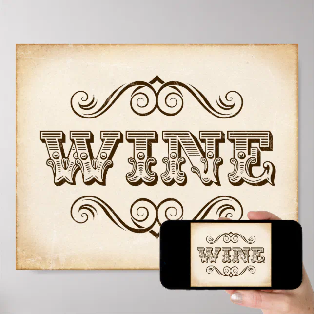 Vintage WINE Sign Print | Zazzle