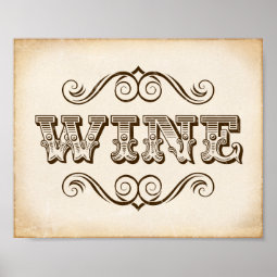 Vintage WINE Sign Print | Zazzle