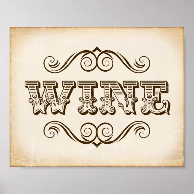 Vintage WINE Sign Print | Zazzle