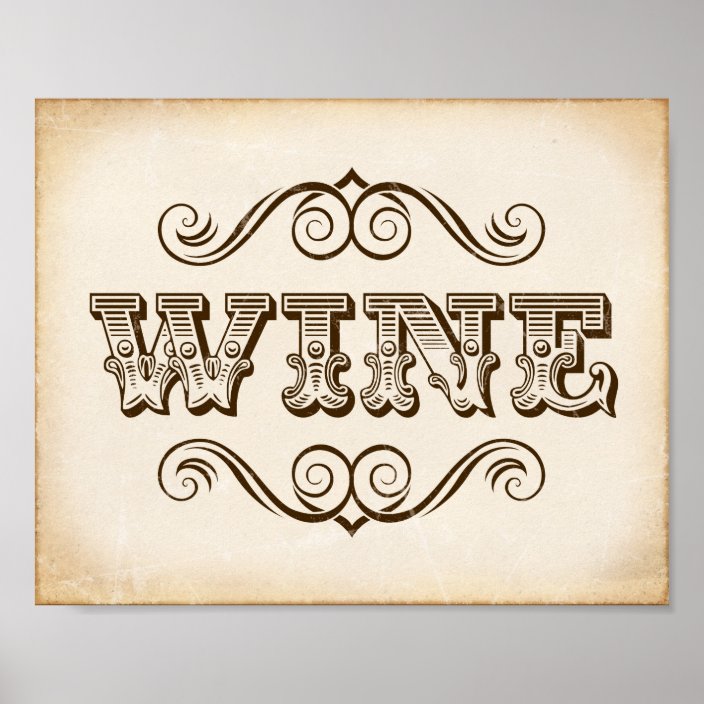 Vintage WINE Sign Print | Zazzle.com