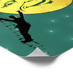 Vintage Winking Moon Man Ladder Reach for Moon Poster | Zazzle