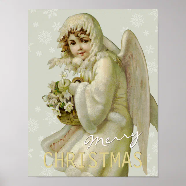 Vintage winter angel CC0620 Christmas Poster | Zazzle
