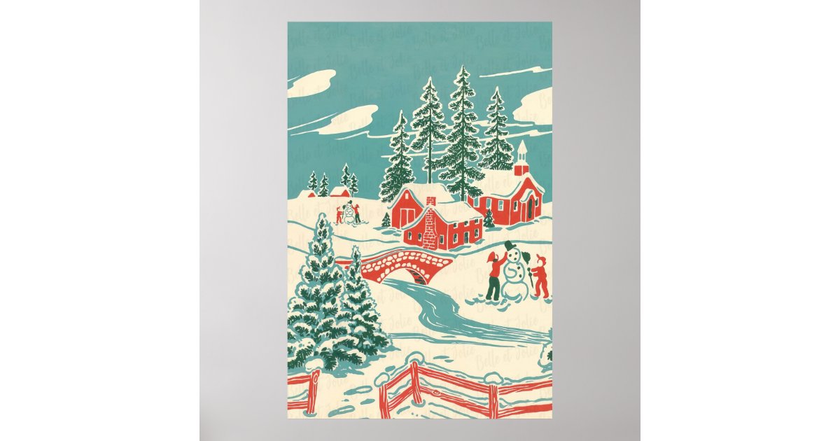 Vintage Winter Christmas Poster | Zazzle