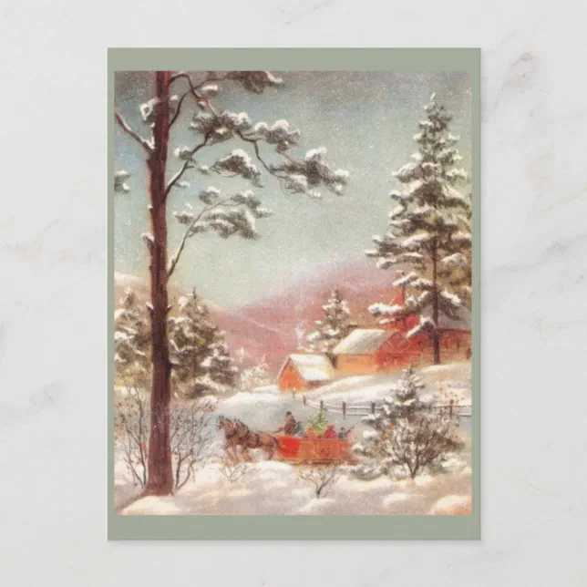 Vintage Winter Country Scene Postcard | Zazzle