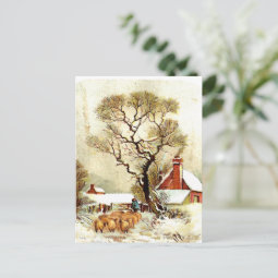 Vintage Winter Scene Postcard | Zazzle
