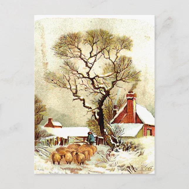 Vintage Winter Scene Postcard | Zazzle