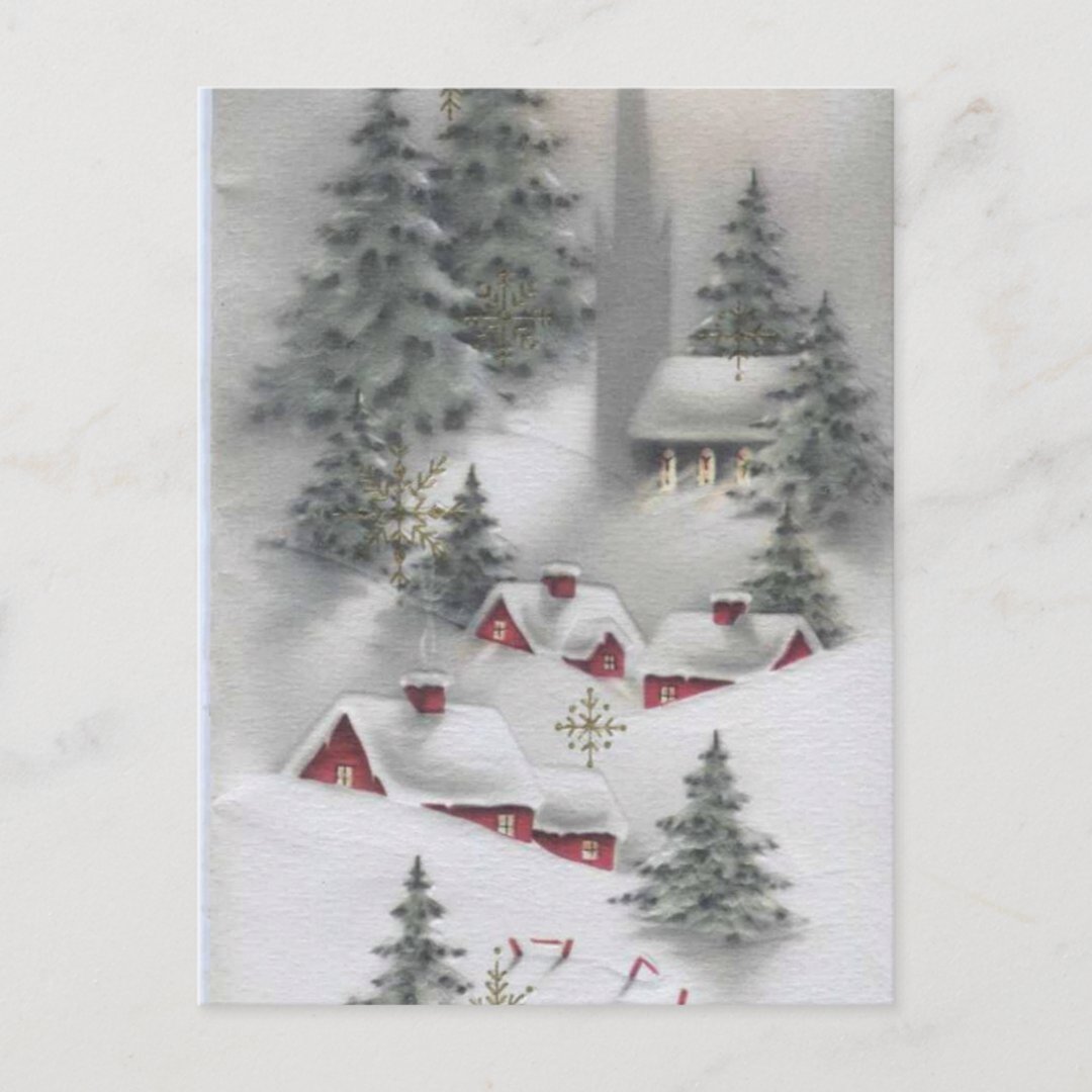 Vintage Winter Scene Postcard | Zazzle