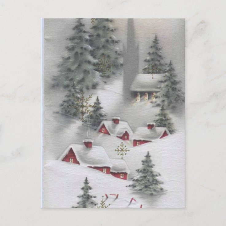 Vintage Winter Scene Postcard | Zazzle
