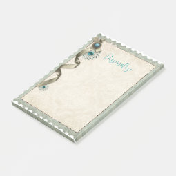 Vintage Winter snowflake ribbon and damask Post-i Post-it Notes | Zazzle