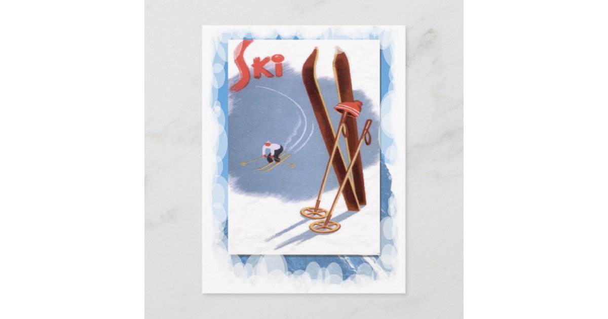 Vintage Winter Sports - Ski kit Postcard | Zazzle
