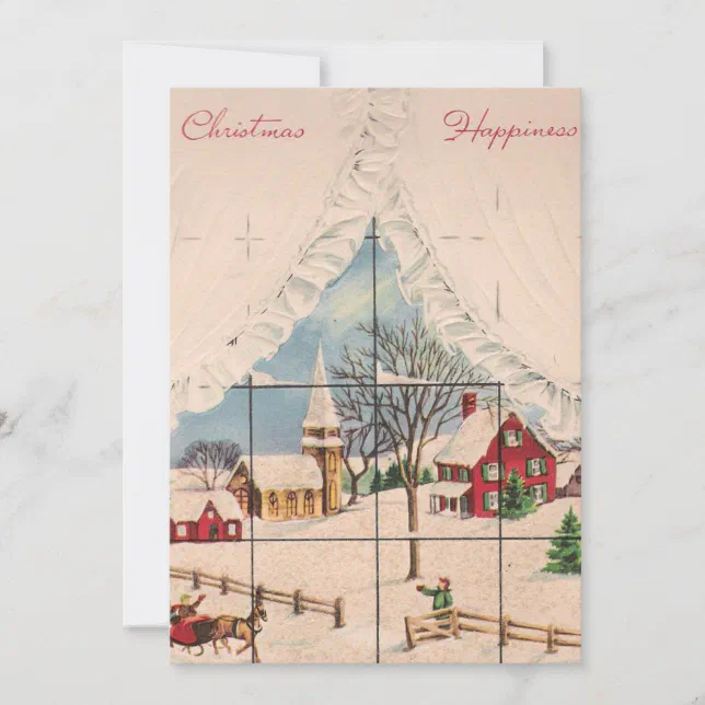 Vintage Winter Window Christmas Scene Holiday Card | Zazzle