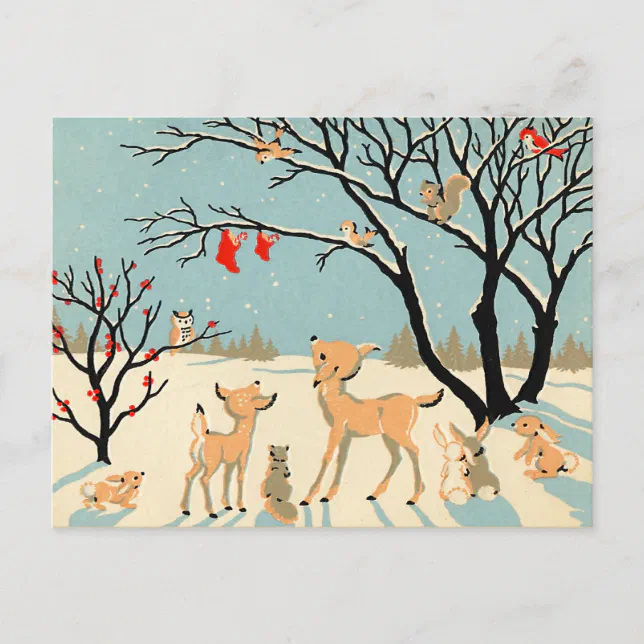 Vintage Winter Wonderland Holiday Postcard | Zazzle
