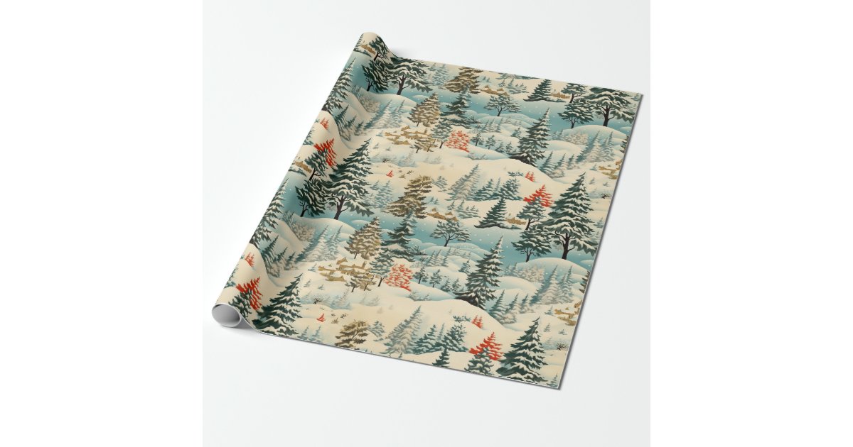 Vintage Winter's Haven Snowy Landscape Wrapping Paper | Zazzle