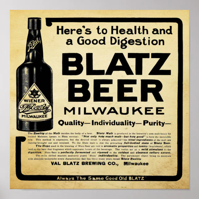 Vintage Wisconsin Beer Print | Zazzle