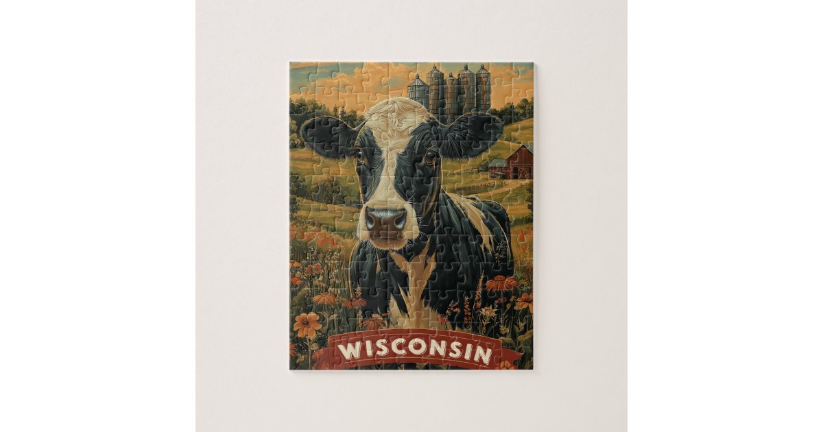 Vintage Wisconsin Patriotic Spirit Jigsaw Puzzle | Zazzle