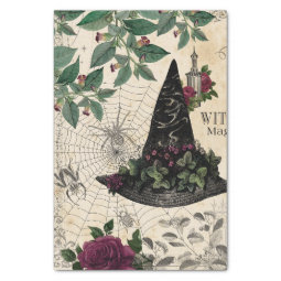 Vintage Witch Floral Halloween Ephemera Tissue Paper | Zazzle