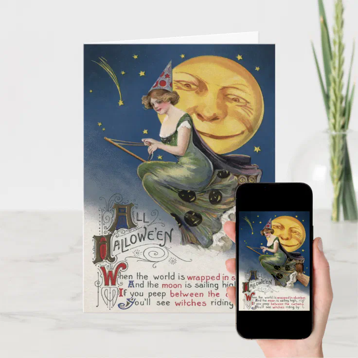 Vintage Witch Halloween Card | Zazzle