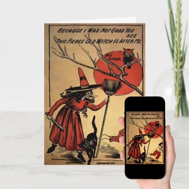 Vintage Witch Halloween Card | Zazzle