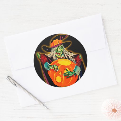 Vintage Witch Halloween Sticker | Zazzle