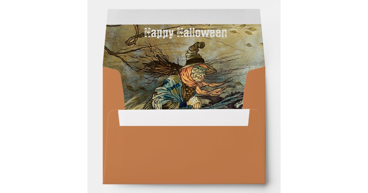 Vintage Witch Spooky Halloween Envelope | Zazzle