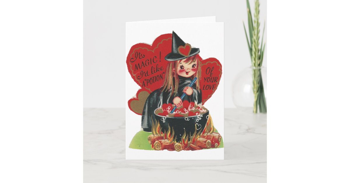 Vintage "Witch" Valentine Holiday Card | Zazzle
