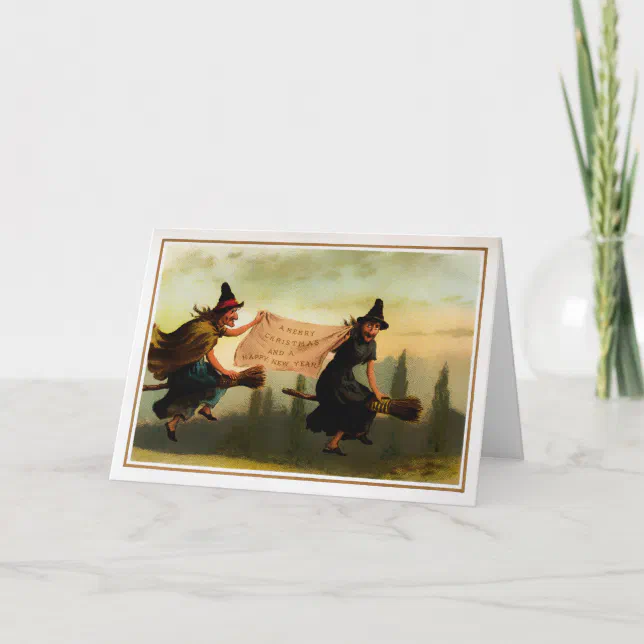 Vintage Witches Christmas Card | Zazzle