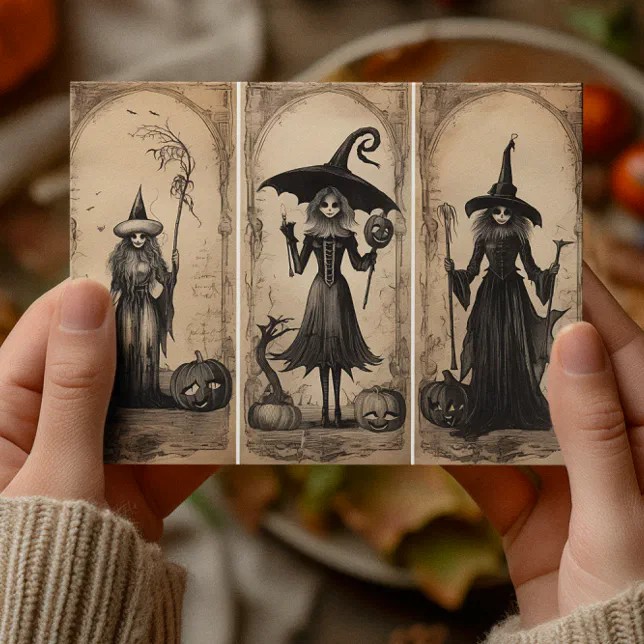 Vintage Witches Old Halloween Decoupage Postcard | Zazzle