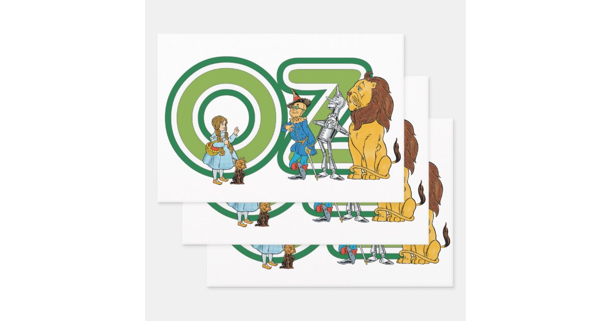 Vintage Wizard of Oz Characters and Text Letters Wrapping Paper Sheets ...