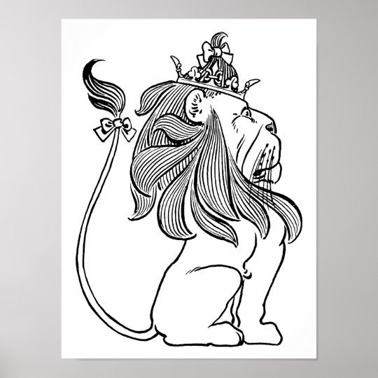 Vintage Wizard of Oz, Cowardly Lion with Crown Poster | Zazzle.com