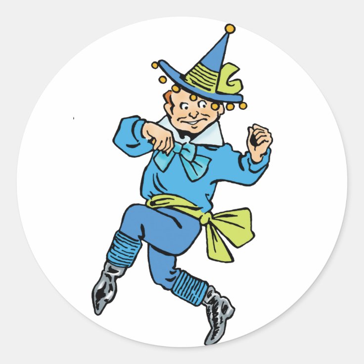 Vintage Wizard of Oz, Cute Dancing Boy Munchkin! Classic Round Sticker ...