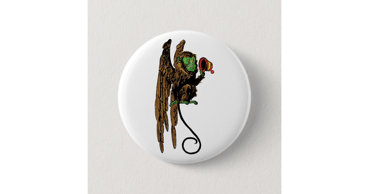 Vintage Wizard of Oz, Evil Flying Monkey Hat Pinback Button | Zazzle