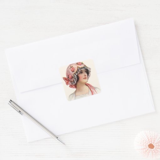 Vintage Woman and Hat Sticker | Zazzle