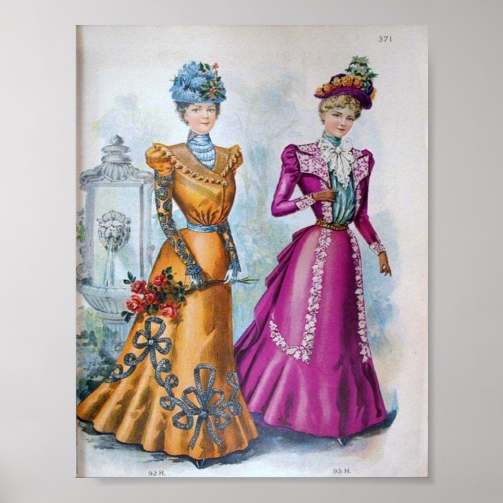 Vintage Women's Fashion 1890's Poster | Zazzle.com