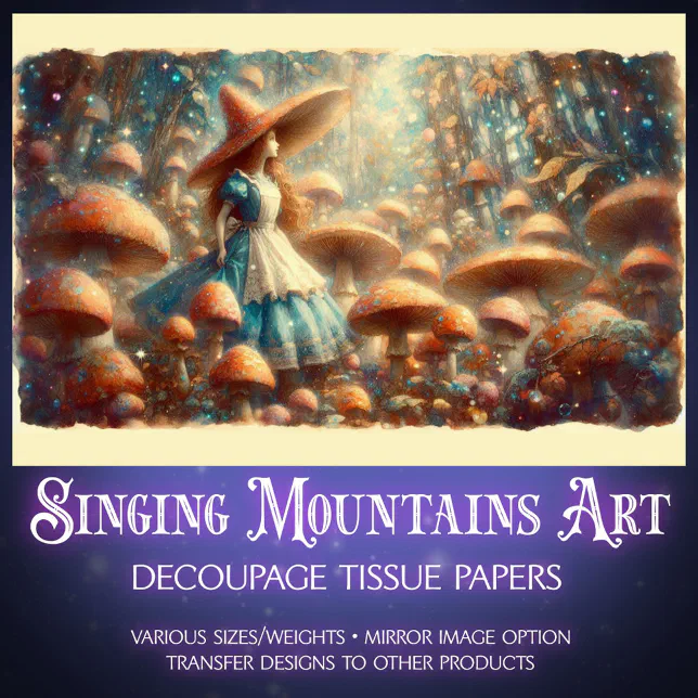 Vintage Wonderland Mushrooms Decoupage Tissue Paper | Zazzle