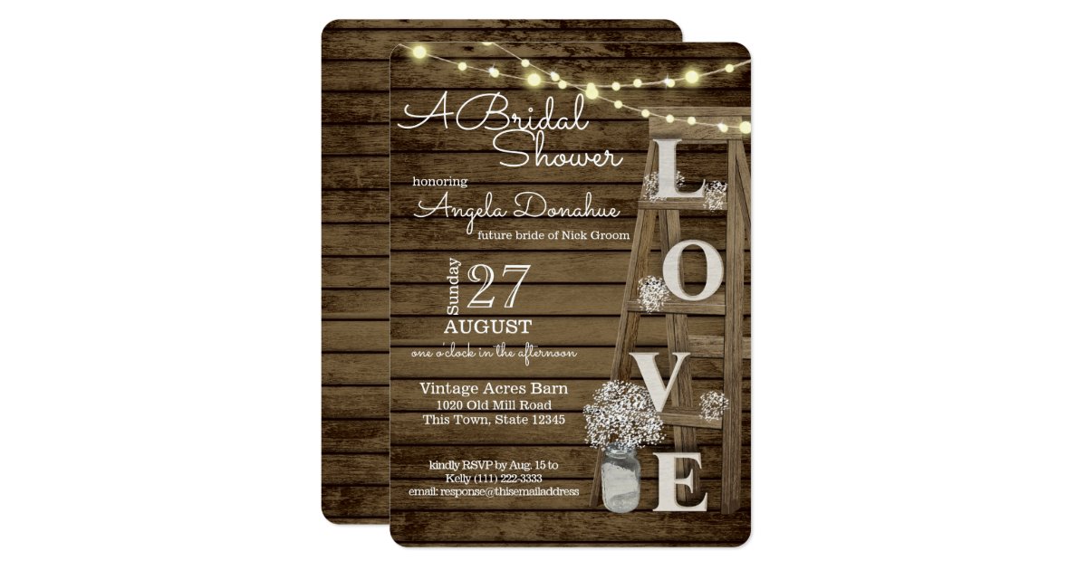 Vintage Wood Ladder Bridal Shower Invitation | Zazzle.com