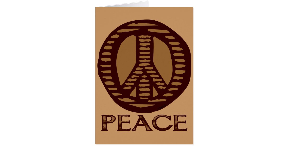 Vintage Woodcut Peace Sign Blank Art Card | Zazzle