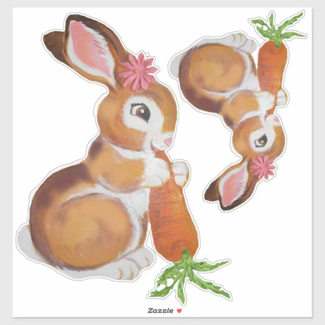 Vintage Woodland Baby Bunny Rabbit Nursery Decor Sticker | Zazzle