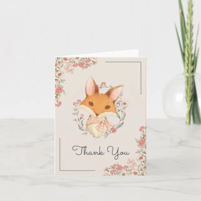 Vintage Woodland Fox Illustration Thank You | Zazzle