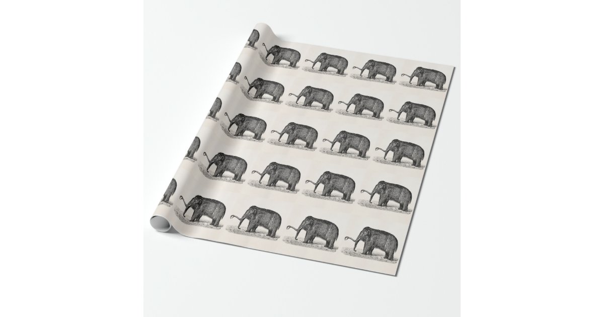 Vintage Woolly Mammoth Illustration Wooly Mammoths Wrapping Paper | Zazzle