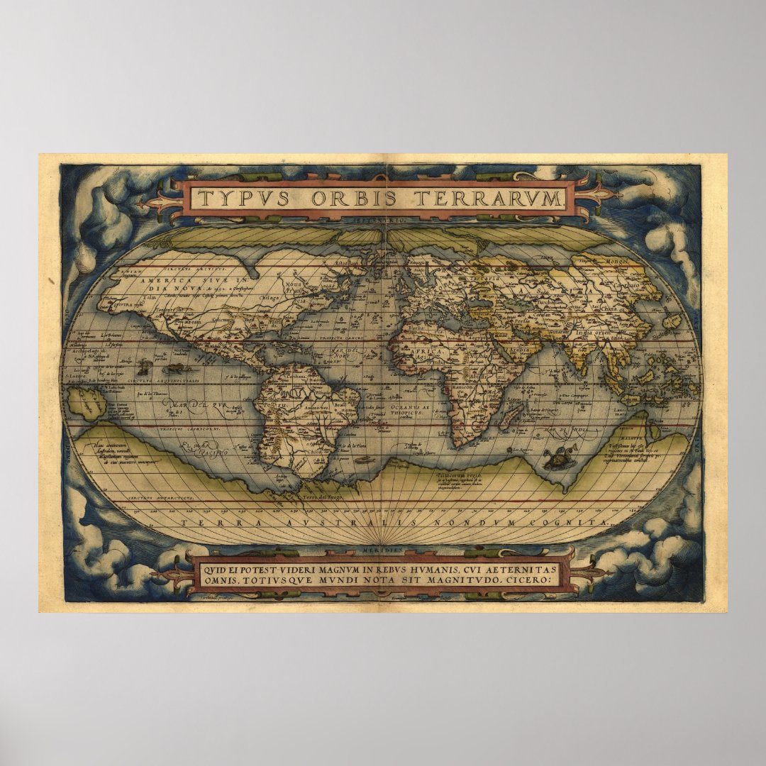Vintage World Atlas Map Print | Zazzle