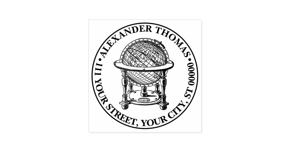 Vintage World Globe Lithograph #2 Name Address Self-inking Stamp | Zazzle