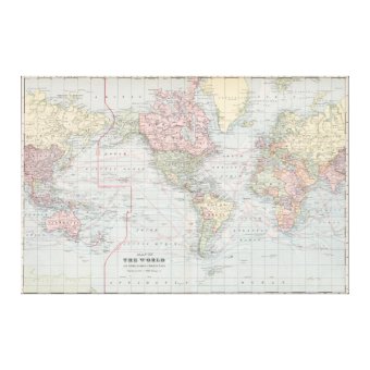 Vintage World Map (1901) Canvas Print | Zazzle