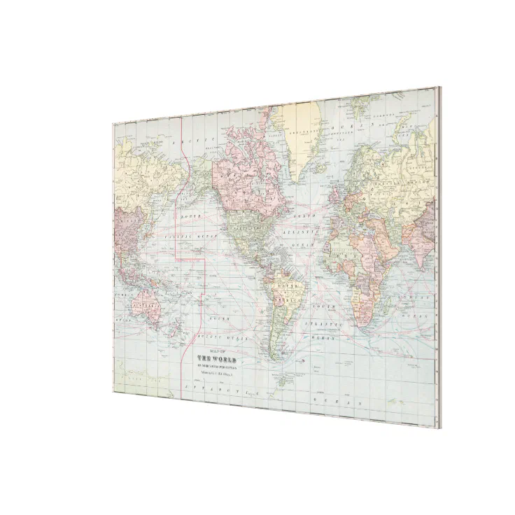 Vintage World Map (1901) Canvas Print | Zazzle