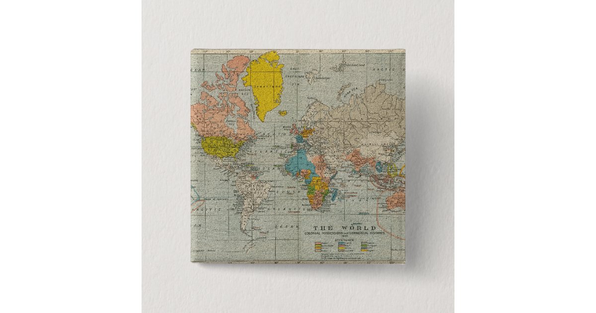 Vintage World Map 1910 Button | Zazzle