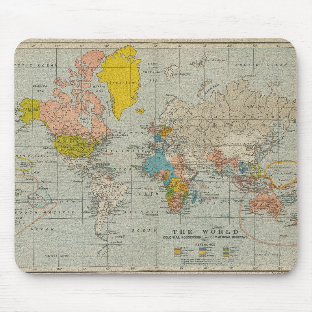 Vintage World Map 1910 Mouse Pad | Zazzle