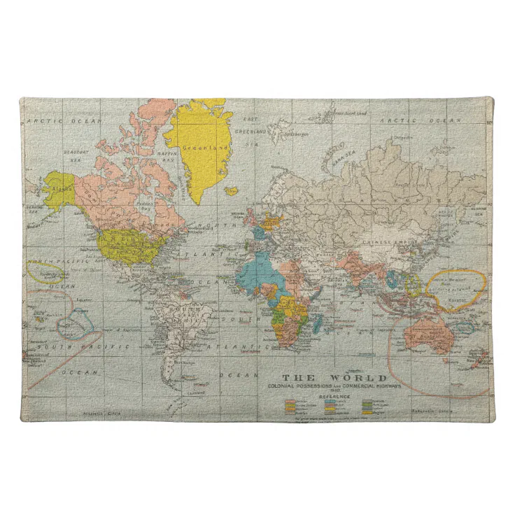 Vintage World Map 1910 Placemat | Zazzle