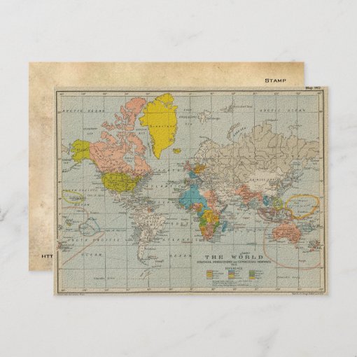 Vintage World Map 1910 Postcard | Zazzle