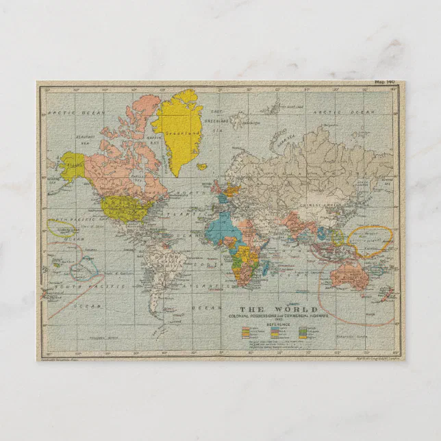 Vintage World Map 1910 Postcard | Zazzle