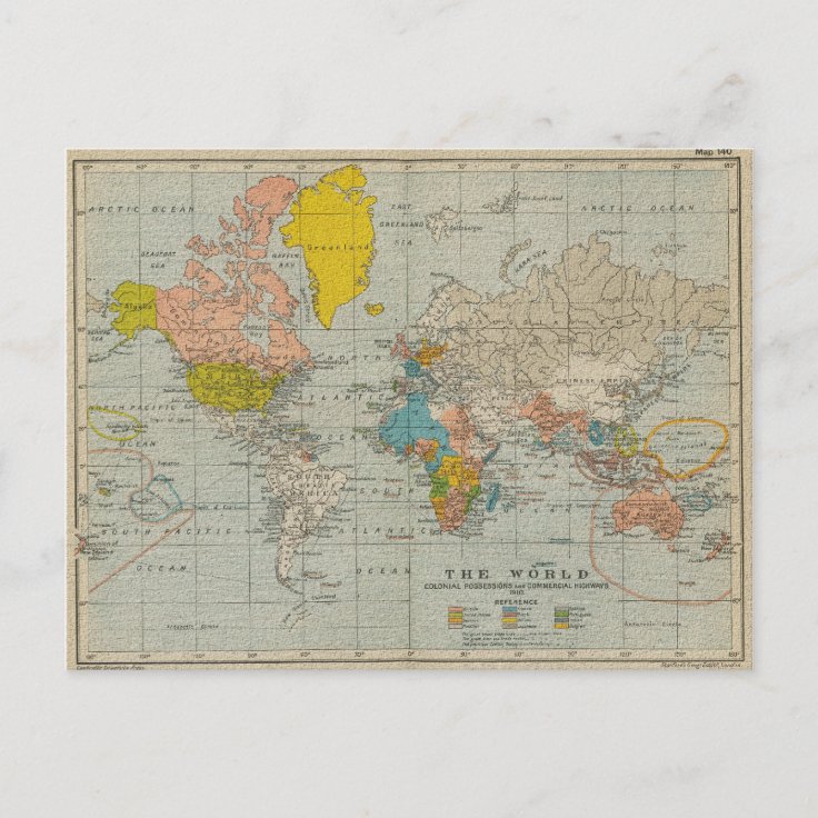 Vintage World Map 1910 Postcard | Zazzle